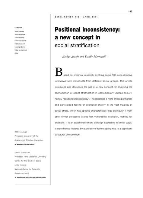 Pdf Positional Inconsistency A New Concept In Social Stratification