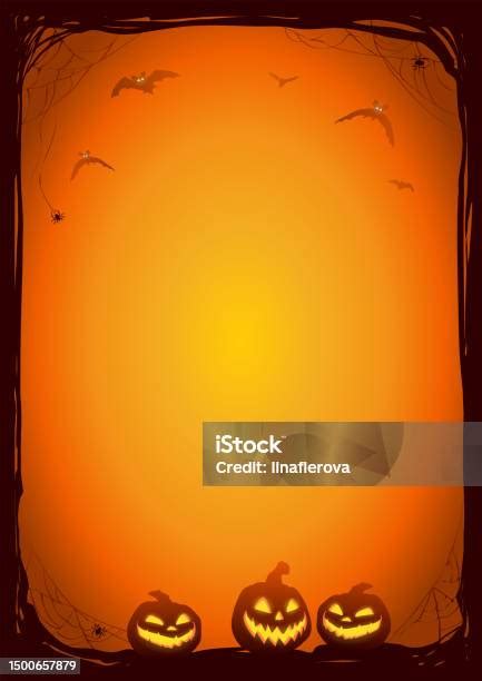박쥐와 잭 O랜턴 할로윈 밤 프레임 벡터 포스터 일러스트레이션 할로윈에 대한 스톡 벡터 아트 및 기타 이미지 할로윈 배경 주제 벡터 Istock