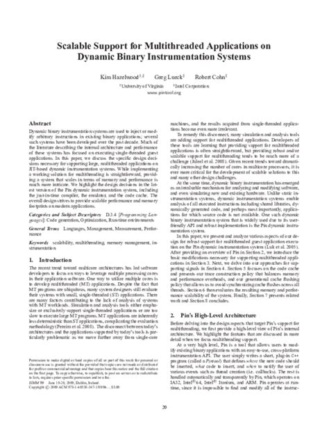 Pdf Scalable Support For Multithreaded Applications On Dynamic Binary Instrumentation Systems