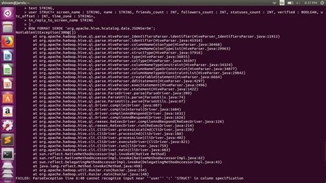 Ubuntu Not Able To Create A Table In Hive Stack Overflow