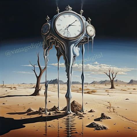 Dali Style Clock Melting In The Desert Sun Frameable Digital Art