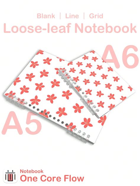 1pc Pink Sakura Blossom Flat Lay Notebook White Cover Detachable