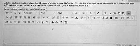solved a buffer solution is made by dissolving 0 2 moles of acetate