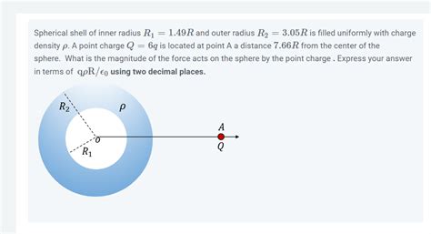 solved spherical shell of inner radius r1 1 49r and outer