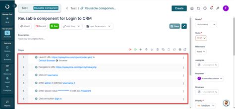 creating and using a reusable component in test case
