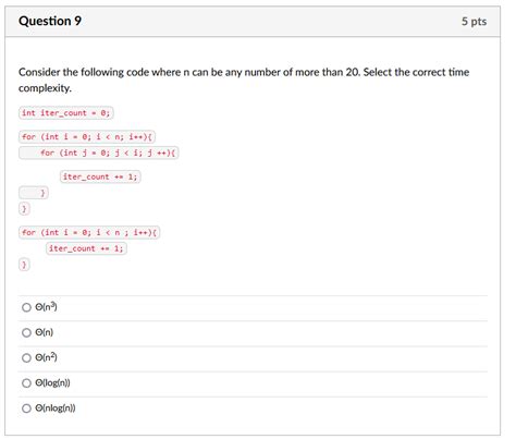 solved question 8 5 pts consider the following code where n
