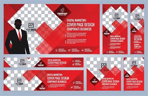 레드 웹 배너 템플릿 세트 공백이있는 커버 페이지 표준 크기 벡터 일러스트 레이 션 0명에 대한 스톡 벡터 아트 및 기타 이미지 0명 공란 광고 Istock