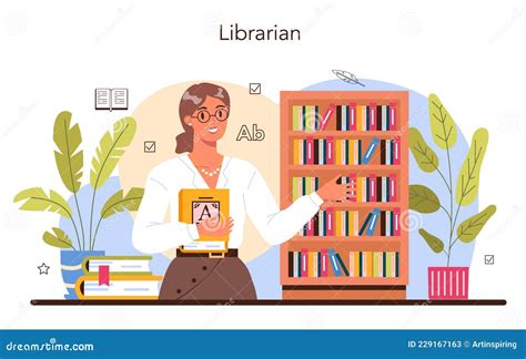 Librarian Library Staff Cataloguing And Sorting Books Stock Vector Illustration Of Character