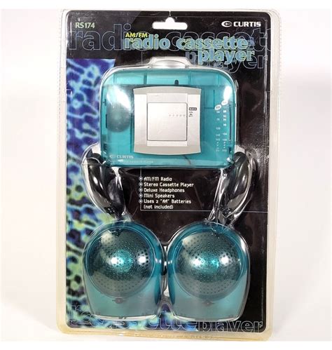 빈티지 Curtis Rs174 카세트 플레이어 Amfm 라디오 헤드폰 및 스피커 포함 미개봉 90년대 티몬