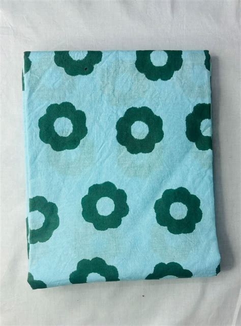 Sky Blue Jaali Design Cotton Printed Fabric Alankaran Designs