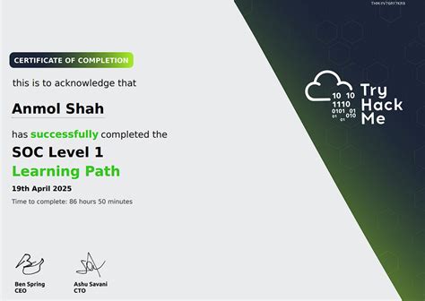 Cybersecurity Socanalyst Tryhackme Soclevel1 Threatdetection Siem… Anmol Shah