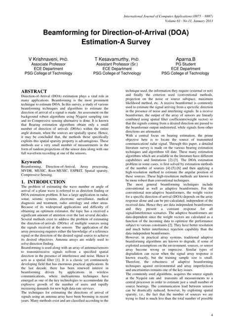 Pdf Beamforming For Direction Of Arrival Doa Estimation A Survey