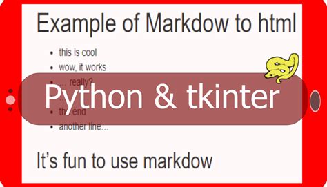 markdown to html tkinter gui code and live coding video python