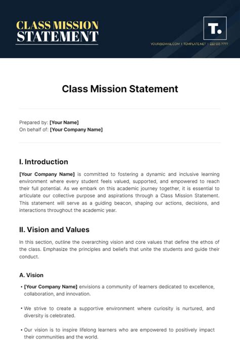 Free Class Mission Statement Template To Edit Online