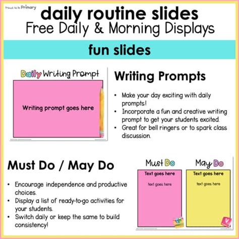 Free Visual Class Schedule Editable Templates Morning Schedule Display Slides