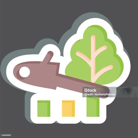 스티커 삼림 벌채 기후 변화 기호와 관련이 있습니다 심플한 디자인 편집 가능 간단한 그림 가리기에 대한 스톡 벡터 아트 및 기타