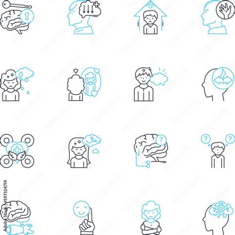 Cognitive Ability Linear Icons Set Intelligence Comprehension Memory Perception Reasoning