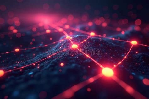 Abstract Glowing Digital Network Futuristic Nodes Data Information Technology Stock