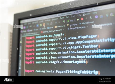 Coding On Screen With Colorful Code Stock Photo Alamy