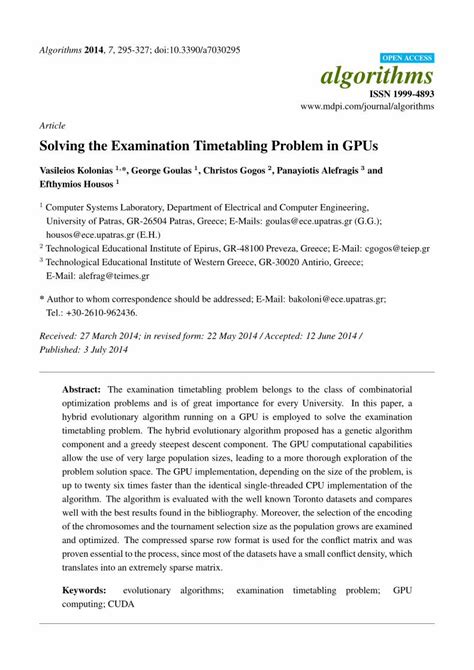 Pdf Solving The Examination Timetabling Problem In Gpus Dokumentips