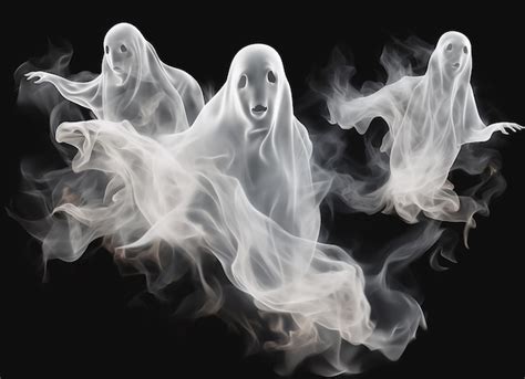 Premium Photo Several Ghost Ghosts On A Transparent Background In The