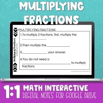 Multiplying Fractions Digital Notes By To The Square Inch Kate Bing Coners