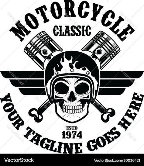 Bike Skull Logo Skull Head Machine Logo Royalty Free Vector Image