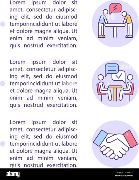 Workplace Conflict Resolution Concept Line Icons With Text Stock Vector