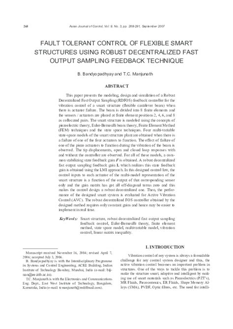 Pdf Active Vibration Control Of Cantilever Beam By Using Pid Based Output Feedback Controller