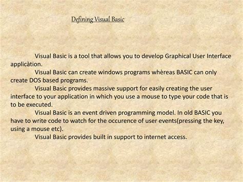 introduction to visual basic ppt pptx