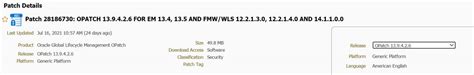 Patching Oracle Enterprise Manager 13c Release 4 Update 12 For Oms And Weblogic Oracledbwr