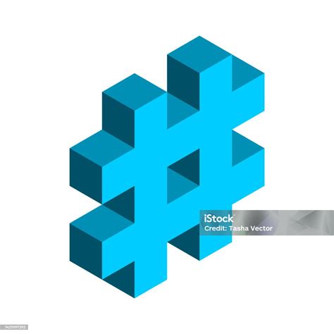 파란색 아이소메트릭 해시 기호입니다 3d 해시태그 기호 키워드 표시 소셜 미디어 해시 마크 통신 해시태그에 대한 스톡 벡터 아트 및 기타 이미지 Istock