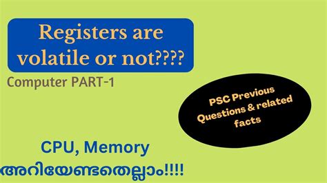 Kerala PSC Computer PART Previous Questions Related Facts CPU Memory YouTube