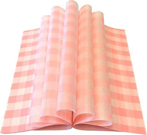 150pcs Pink And White Gingham Wax Paper Sheets Deli Wraps Trayandbasket