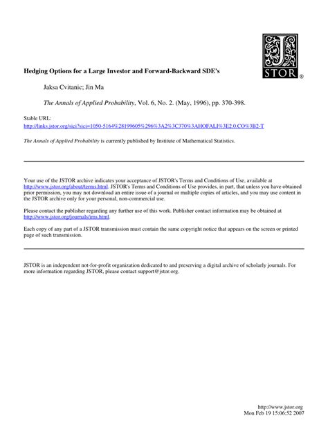 Pdf Hedging Options For A Large Investor And Forward Backward Sdes