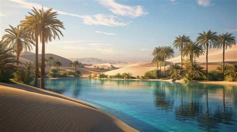 Crystalclear Pools In A Desert Oasis Backdrop Premium Ai Generated Image