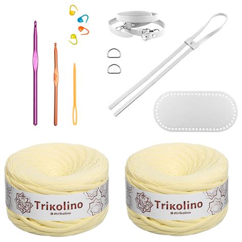 Набір для вязання сумки з натуральної шкіри колір Білий пряжа Ванільний пудинг продаж