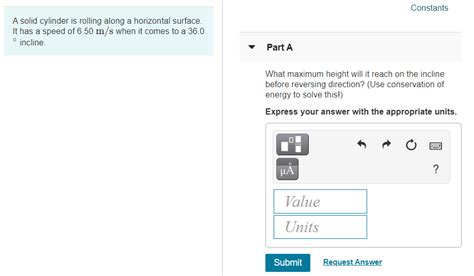 Solved Constants A Solid Cylinder Is Rolling Along A Chegg