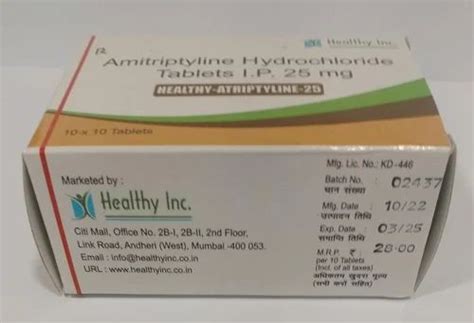 Amitriptyline Hydrochloride Tablets Ip 25 Mg 10x10t Treatment Anti Depressant At ₹ 10 Stripe