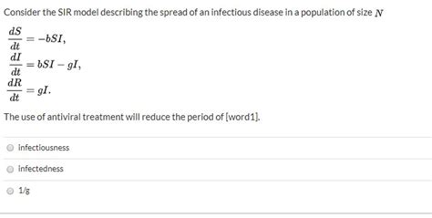Solved Consider The Sir Model Describing The Spread Of An
