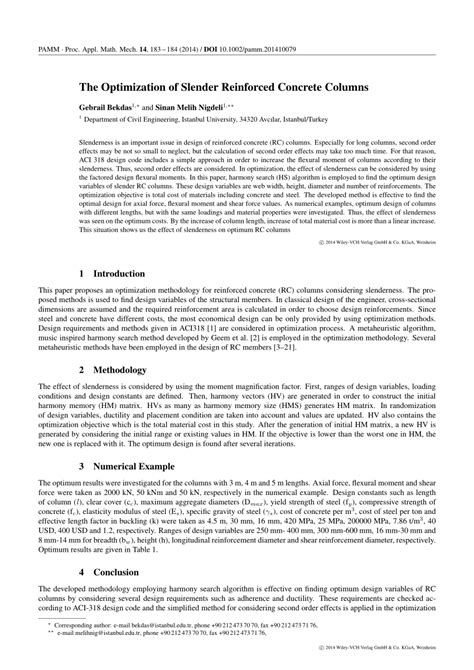 Pdf The Optimization Of Slender Reinforced Concrete Columns