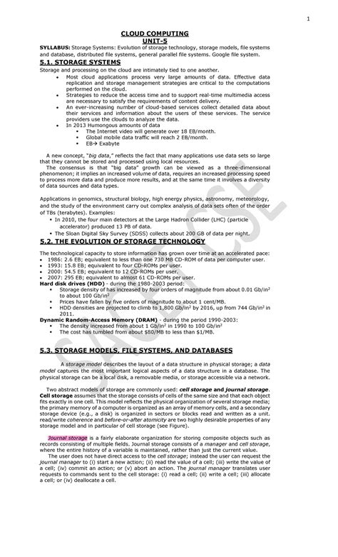 Unit 5 Jntuk R20 Cloud Computing Uniut 5 Cloud Computing Unit 5 Syllabus Storage Systems