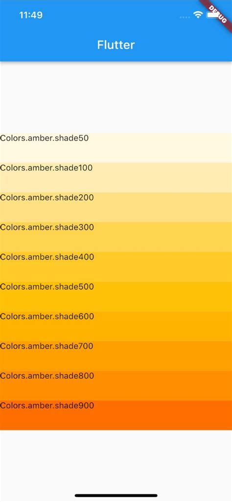 FlutterColorsの使い方色色の濃さ透明度を指定する