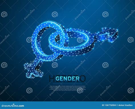 Male And Female Gender Symbols Wireframe Digital 3d Low Poly Men And