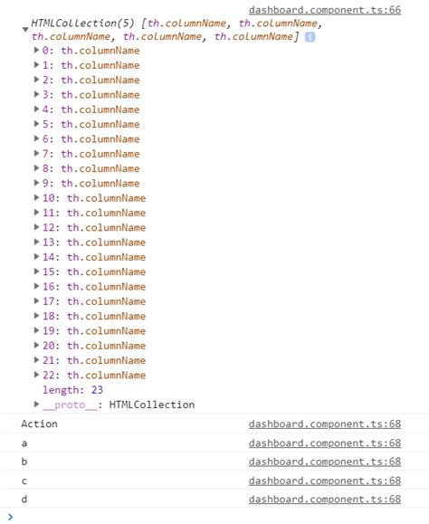 javascript how to recover header cell data from html table which are