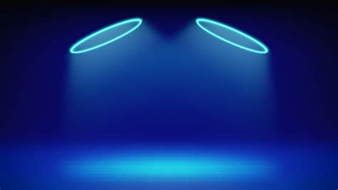 미래 지향적인 블루 스테이지 원형 청록색 네온 Led 후광 스포트라이트 그리드 바닥으로 조명된 객실 제품 프리젠 테이션 광고를 표시하기위한 배경 배경 쇼케이스 벡터 일러스트