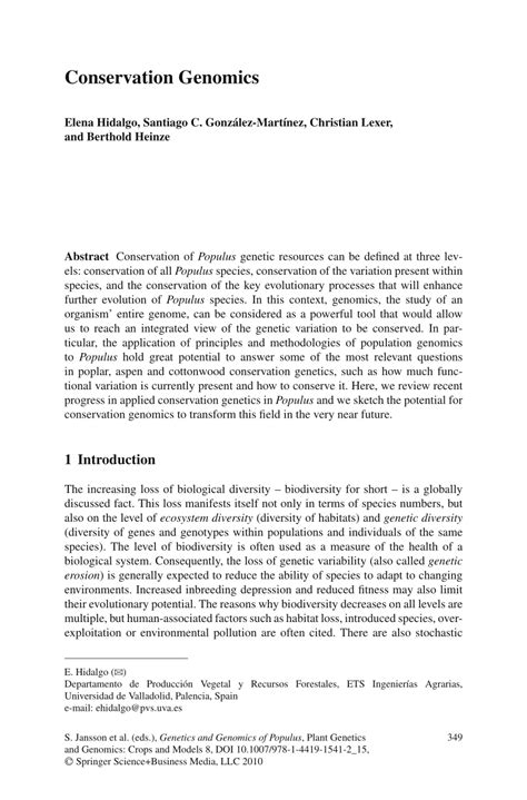 Pdf Conservation Genomics