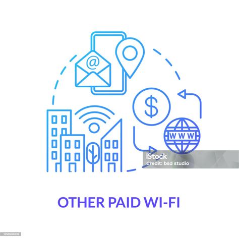 다른 유료 와이파이 블루 개념 아이콘 공공 서비스 무료 인터넷 구역 글로벌 통신 도시에서 4g 신호 로밍 아이디어 얇은 선