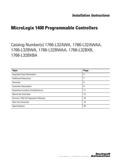 Micrologix 1400 Programmable Controllers Pdf Electrical Connector Electrical Wiring