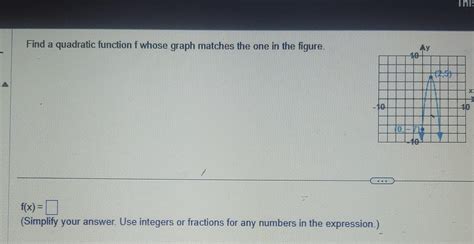 Solved Find A Quadratic Function F Whose Graph Matches The